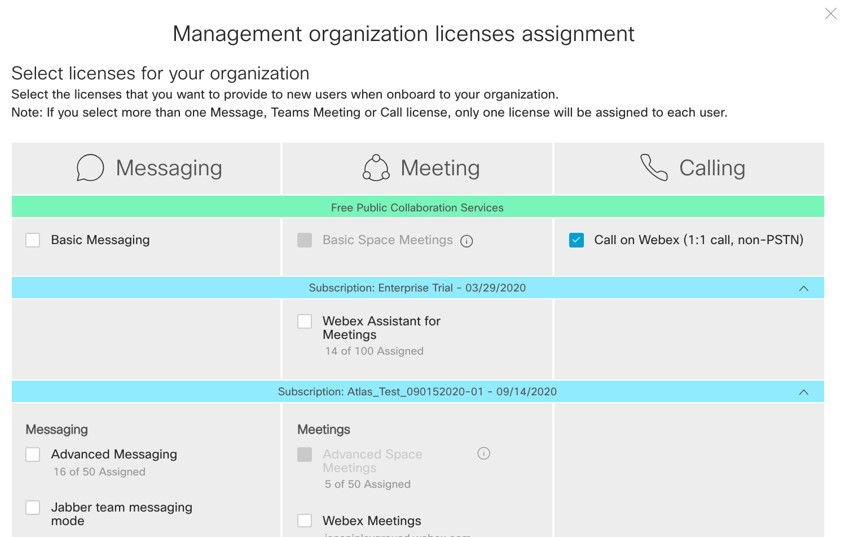 Turn off messaging or calling for Webex App users