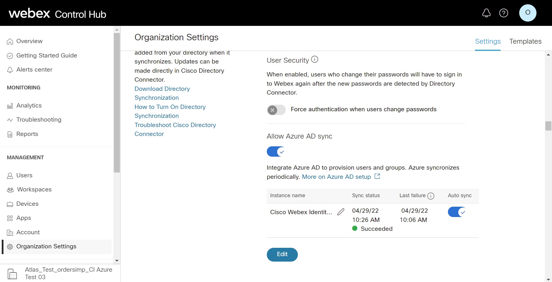 Set up Azure AD Wizard App in Control Hub