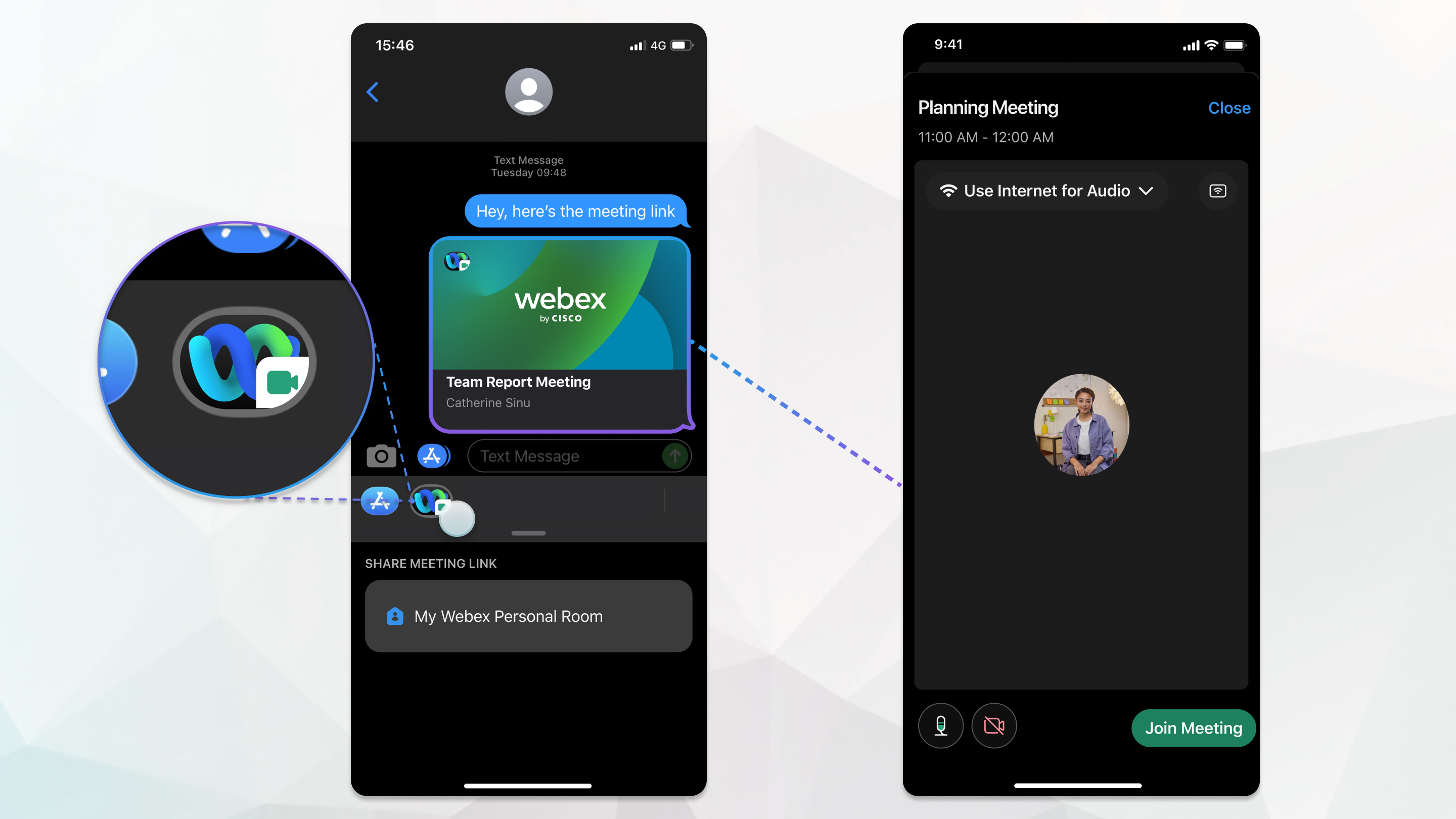Share your Personal Room link in an iMessage